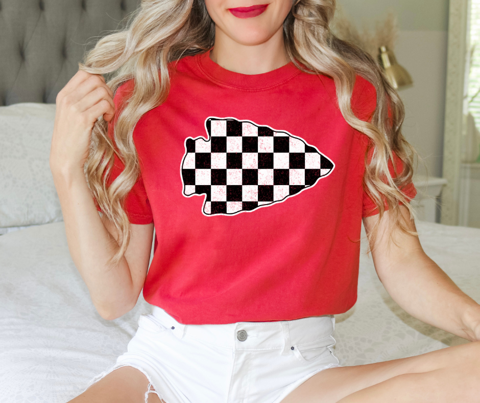 Checkered Arrowhead Red Tee – The Red Rival