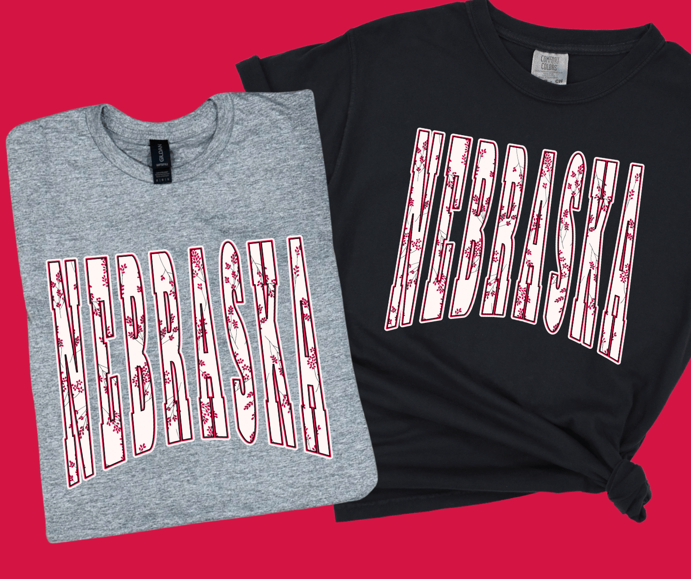 Red/White NEBRASKA Floral Letters (Pick Your Color) – The Red Rival