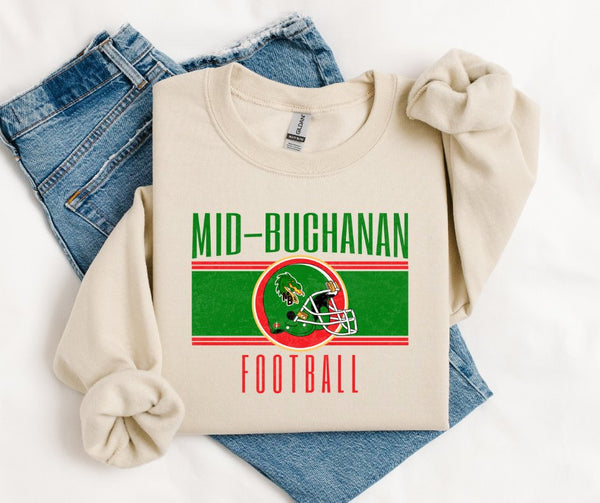 Vintage Mid-Buchanan Football Helmet Cream/Tan Styles - The Red Rival